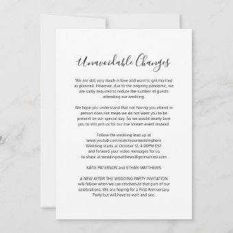So sorry canceled wedding change to streaming announcement | Zazzle