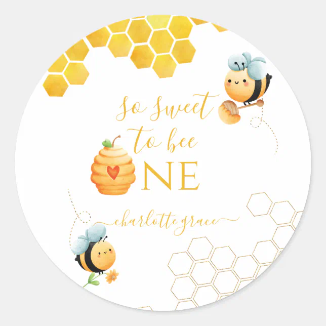 So Sweet To Bee One Bee Birthday Classic Round Sticker | Zazzle
