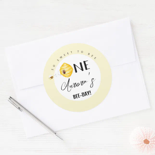 So sweet to bee one bee day classic round sticker | Zazzle