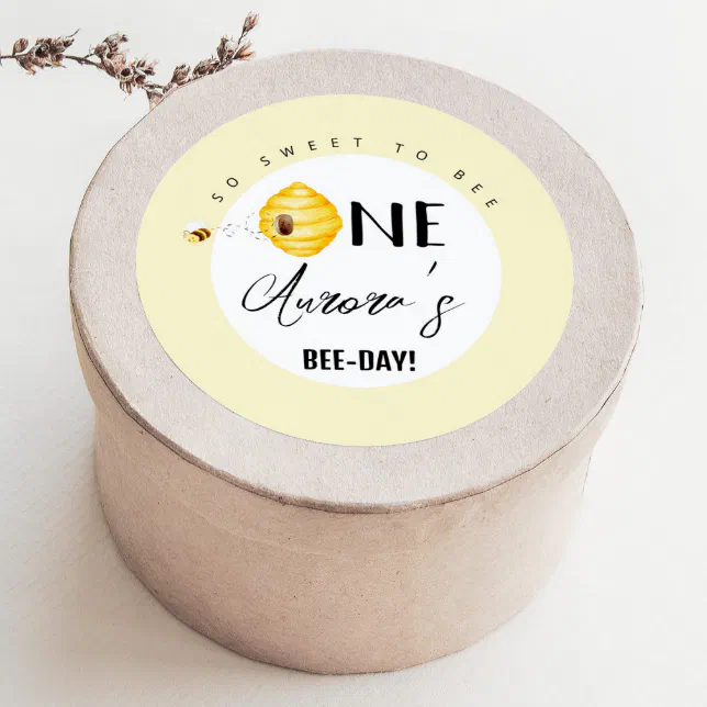 So sweet to bee one bee day classic round sticker | Zazzle