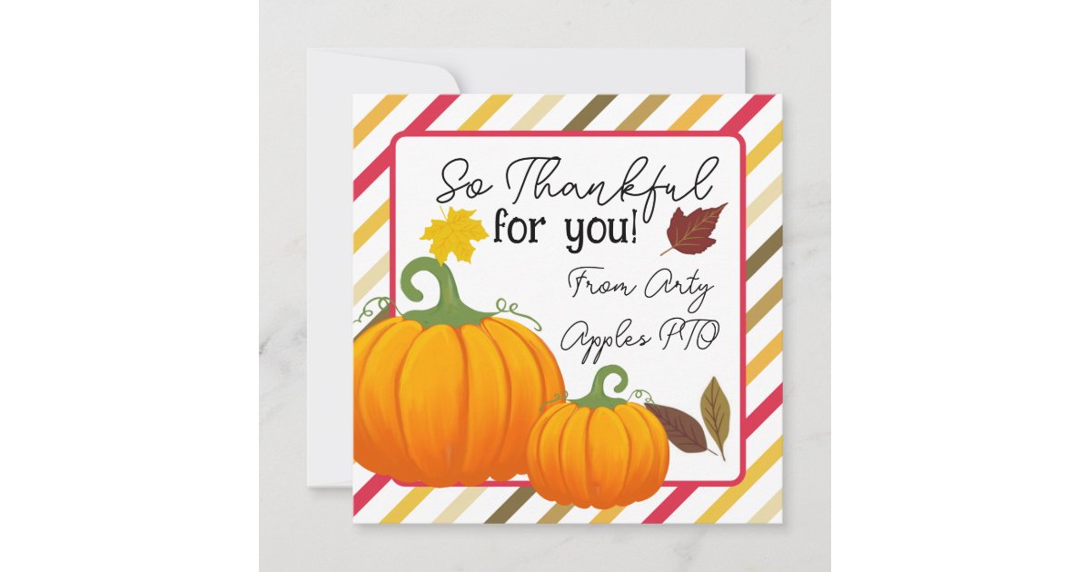 So Thankful For You Fall Card – Volunteer or Staff | Zazzle