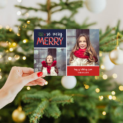 So Very Merry 2 Photo Collage Holiday Card | Zazzle