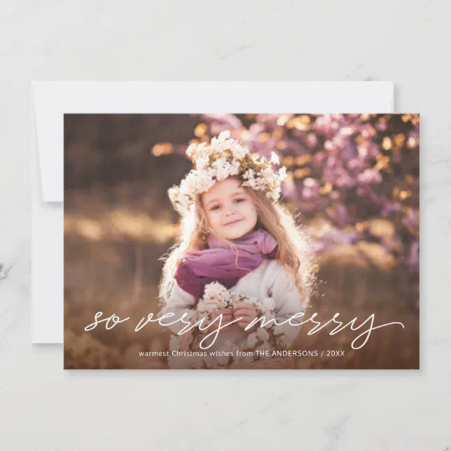 So Very Merry Christmas Handwritten Script Photo Holiday Card | Zazzle