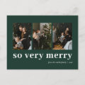 So Very Merry Green Modern 3 Photo Collage Holiday Postcard | Zazzle