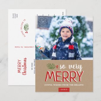 So Very Merry Holiday Photo Postcard | Zazzle