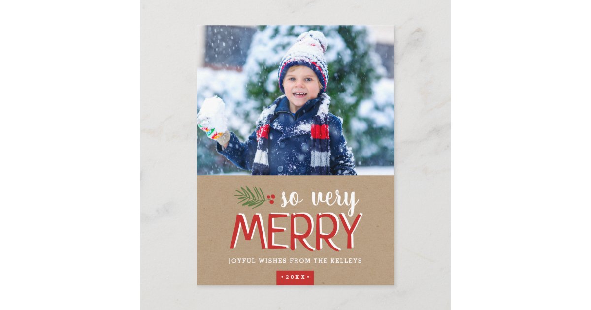 So Very Merry Holiday Photo Postcard | Zazzle