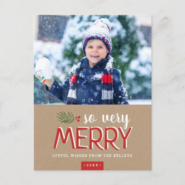 So Very Merry Holiday Photo Postcard | Zazzle
