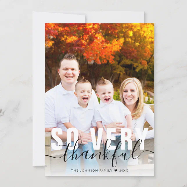 So Very Thankful Photo Family Thanksgiving Holiday Card | Zazzle
