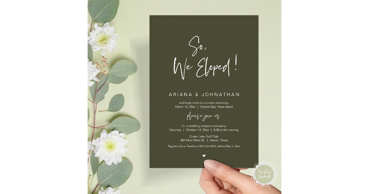 So, We Eloped, Modern Wedding Elopement Dinner Invitation | Zazzle