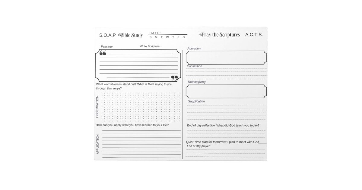 SOAP Bible Study Journal Notepad | Zazzle