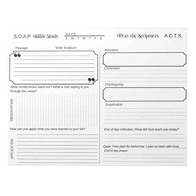SOAP Bible Study Journal Notepad | Zazzle