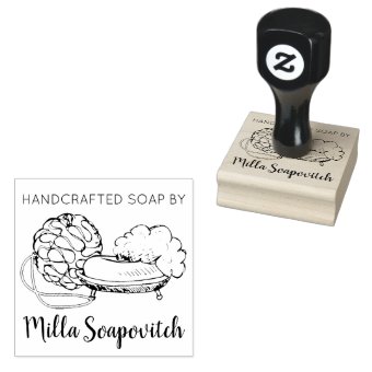 Soap dish poof handcrafted soap rubber stamp | Zazzle