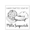 Soap dish poof handcrafted soap rubber stamp | Zazzle