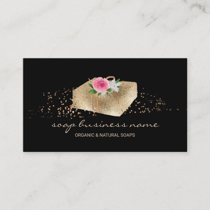 Soap Flower Sparkle Black Business Card | Zazzle.com