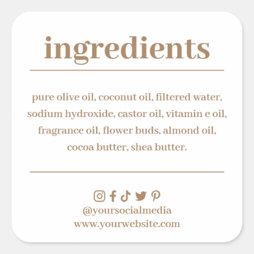 Soap Ingredient List Product Label | Zazzle