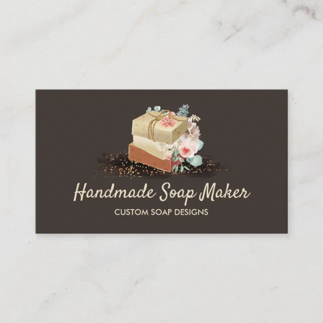 Soap Sparkle Floral Brown Business Card | Zazzle