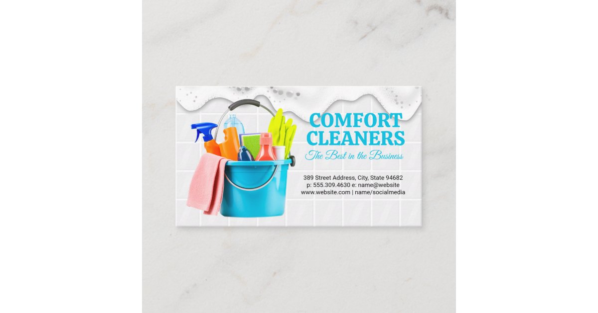 Soap Suds | Cleaning Supplies | Bathroom Tiles Business Card | Zazzle