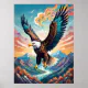 Soaring Free: Majestic Boho Eagle Illustration Poster | Zazzle