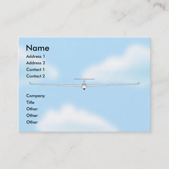 Soaring Gliding Sailplane Glider chubby Business Card | Zazzle