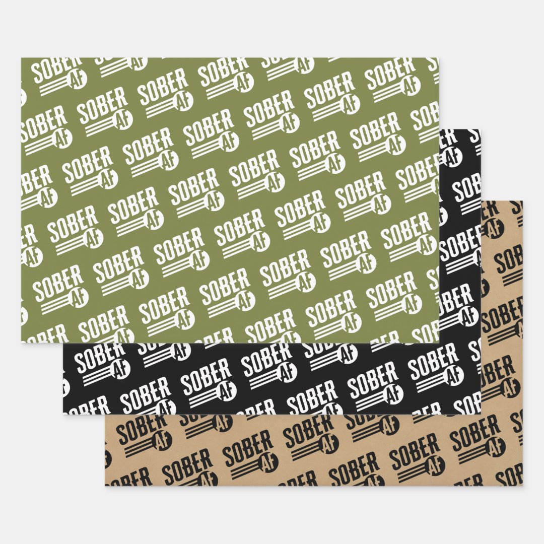 Sober AF - Recovery with Style and Attitude Wrapping Paper Sheets | Zazzle