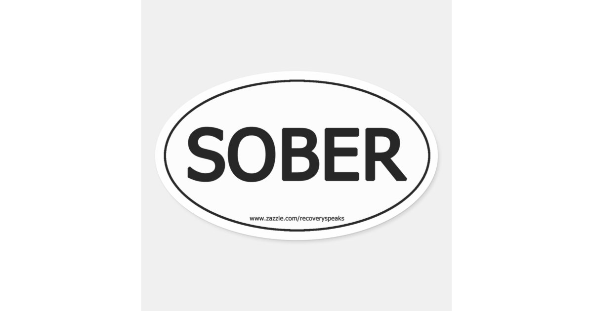 Sober Oval Sticker | Zazzle