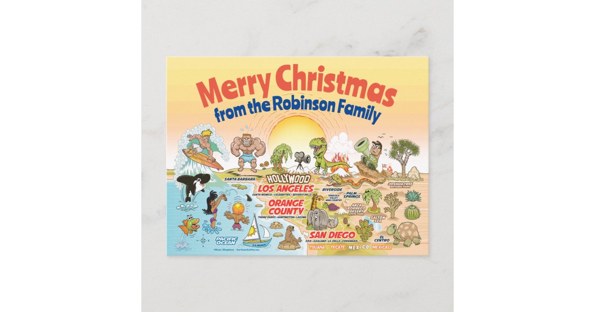 SoCal Sunset Custom Christmas Postcard | Zazzle