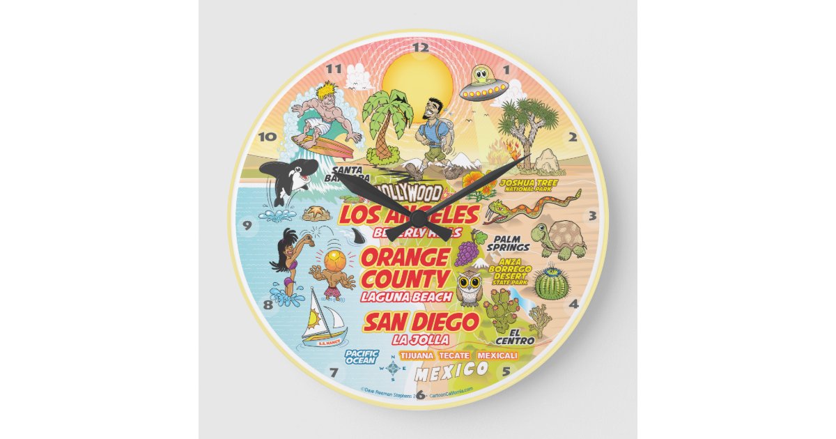 SoCal Sunset Large Clock | Zazzle