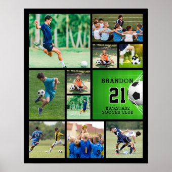 Soccer 11 Photo Collage Personalized Poster | Zazzle