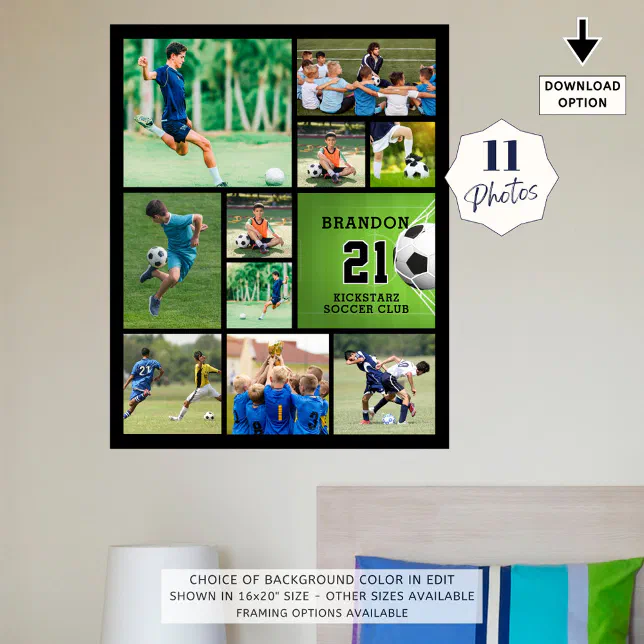 Soccer 11 Photo Collage Personalized Poster | Zazzle
