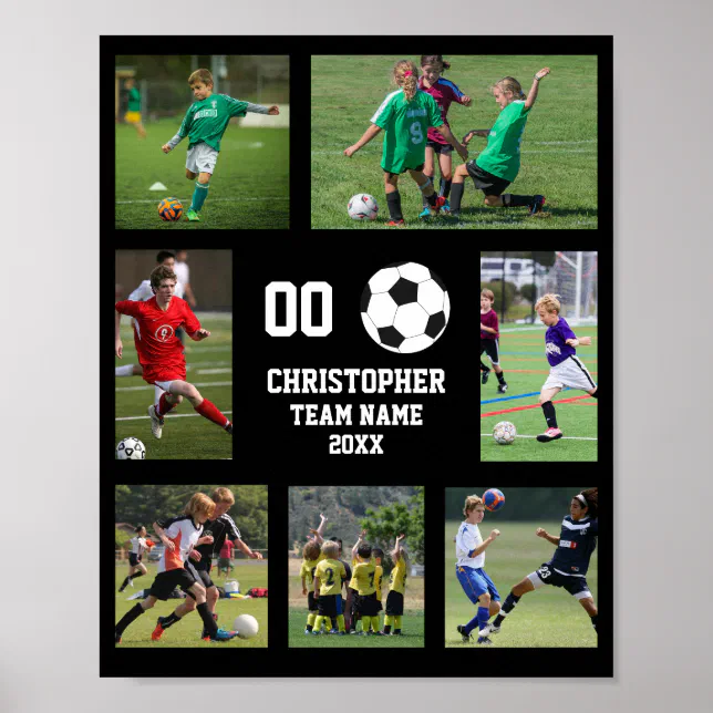 Soccer 7 photo collage Sport Team Name Poster | Zazzle