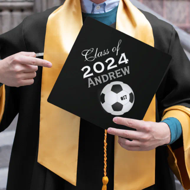 Soccer Any Custom Color Class of Year Graduation Cap Topper | Zazzle