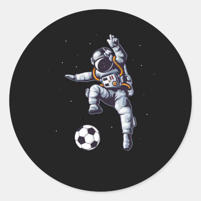 Soccer Astronaut In Space Player Fan Classic Round Sticker | Zazzle