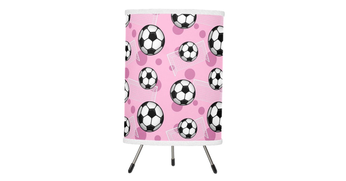 Soccer Ball and Goal Pattern Pink Tripod Lamp | Zazzle