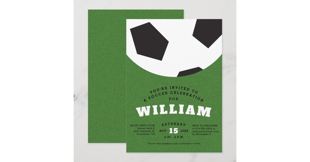 Soccer ball birthday party invitation | Zazzle