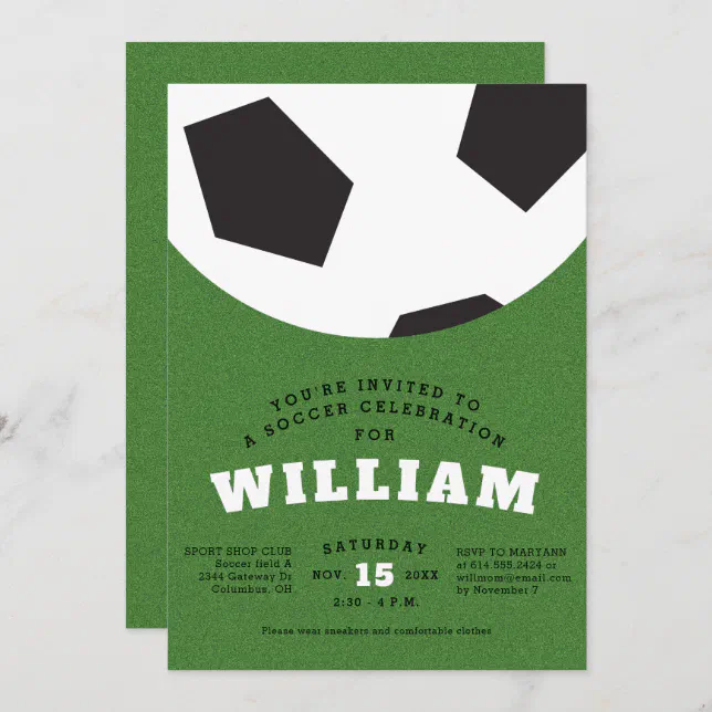 Soccer ball birthday party invitation | Zazzle