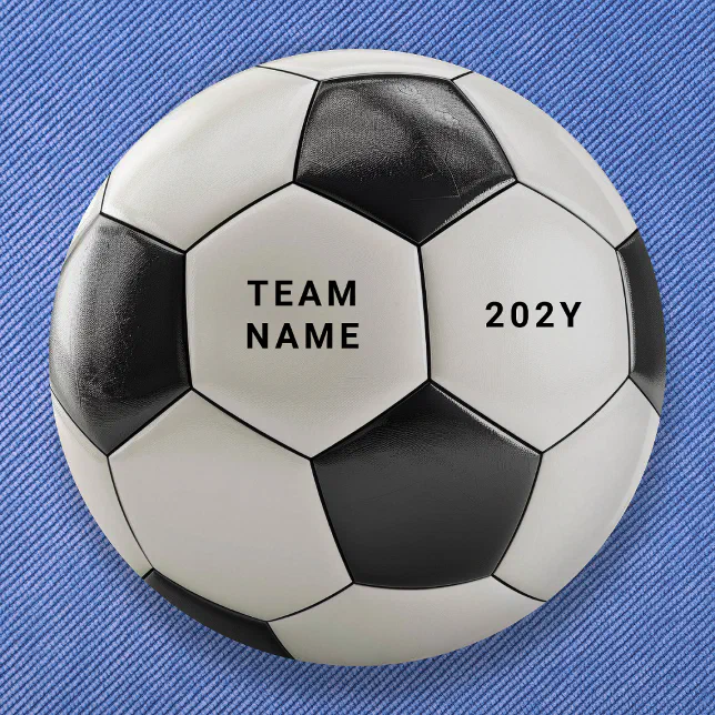 Soccer Ball Button Pin | Custom Team Name Buttons | Zazzle