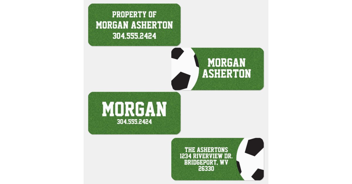 Soccer ball clothing labels | Zazzle