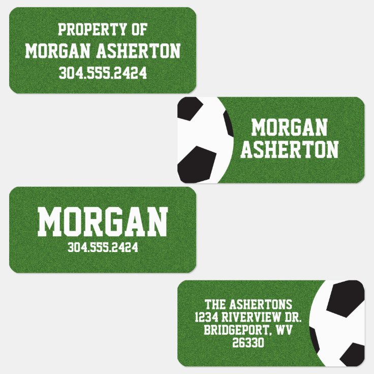 Soccer ball clothing labels | Zazzle