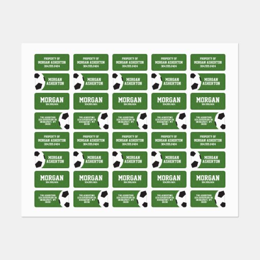 Soccer ball clothing labels | Zazzle