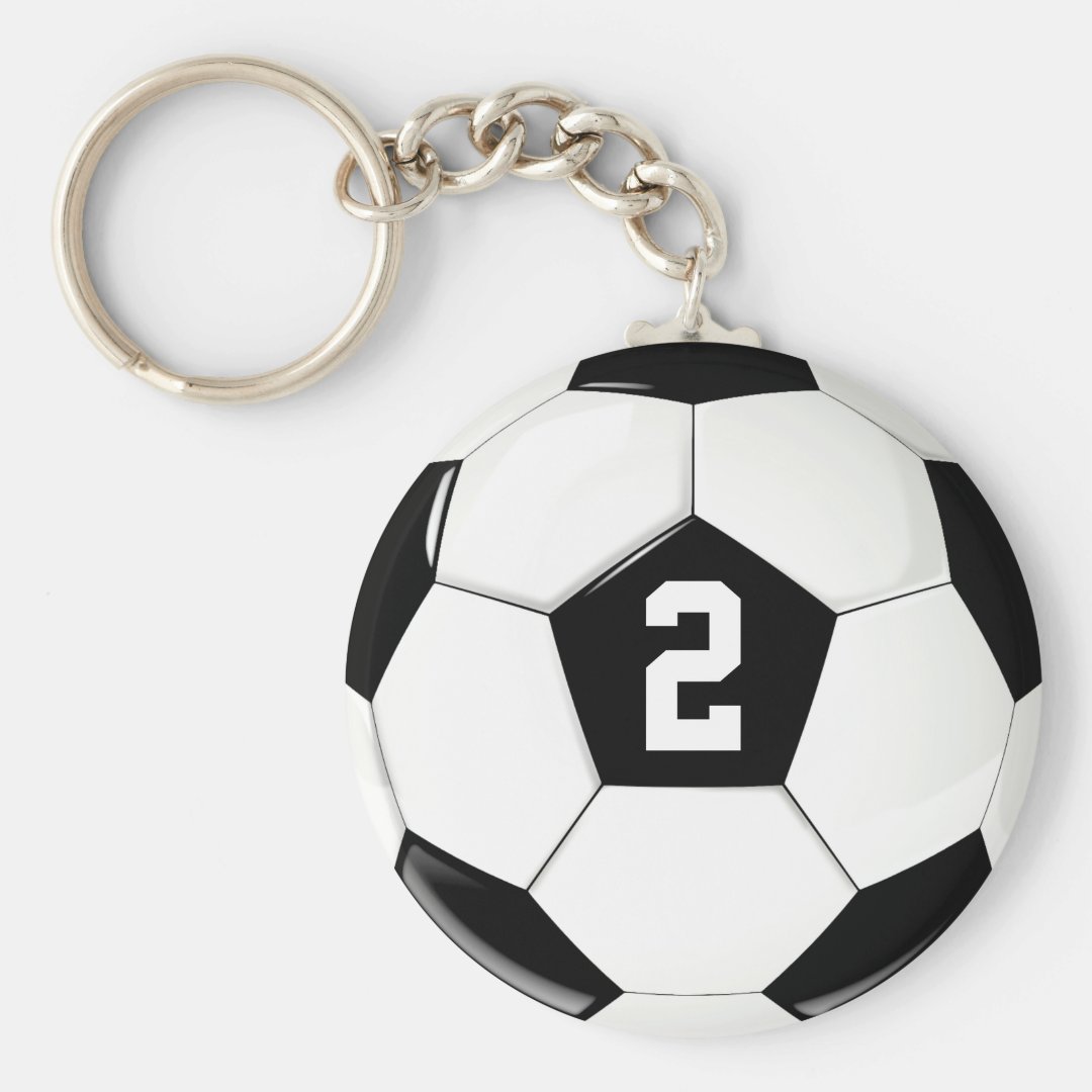 Soccer Ball Custom Soccer Player Jersey Number Keychain | Zazzle