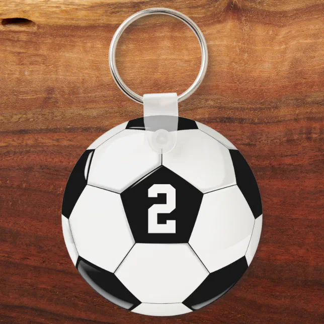 Soccer Ball Custom Soccer Player Jersey Number Keychain | Zazzle