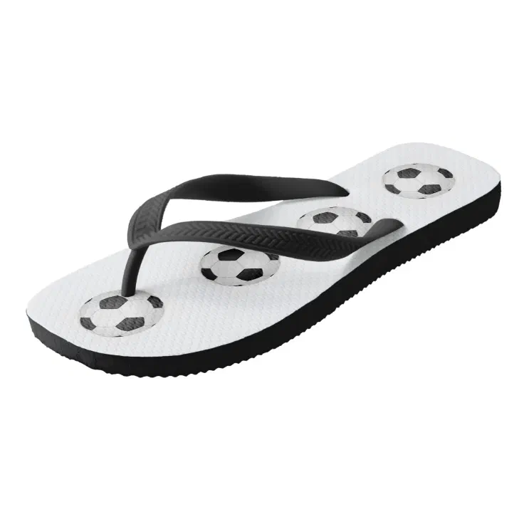 Soccer ball flip flops by DAL | Zazzle