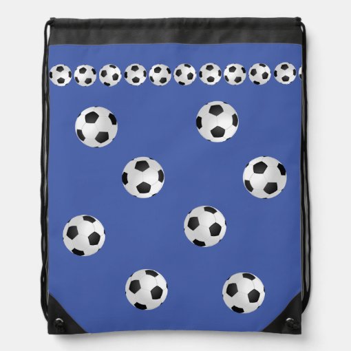 Soccer Ball Football Soccer Blue Pattern Kids Drawstring Bag | Zazzle