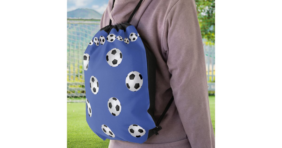 Soccer Ball Football Soccer Blue Pattern Kids Drawstring Bag | Zazzle