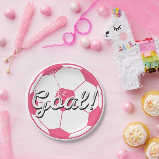 Soccer Ball Goal Plates - Pink | Zazzle