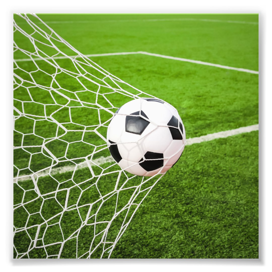 Soccer Ball Hitting Goal Net Photo Print | Zazzle
