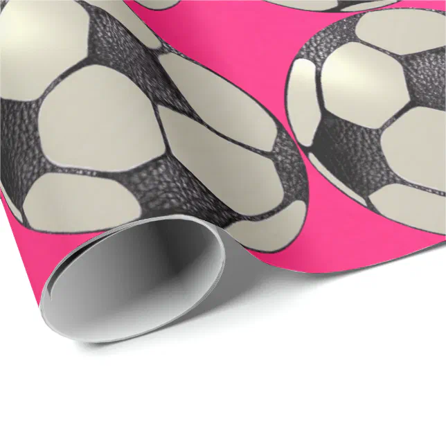 Soccer Ball / Hot Pink Wrapping Paper | Zazzle