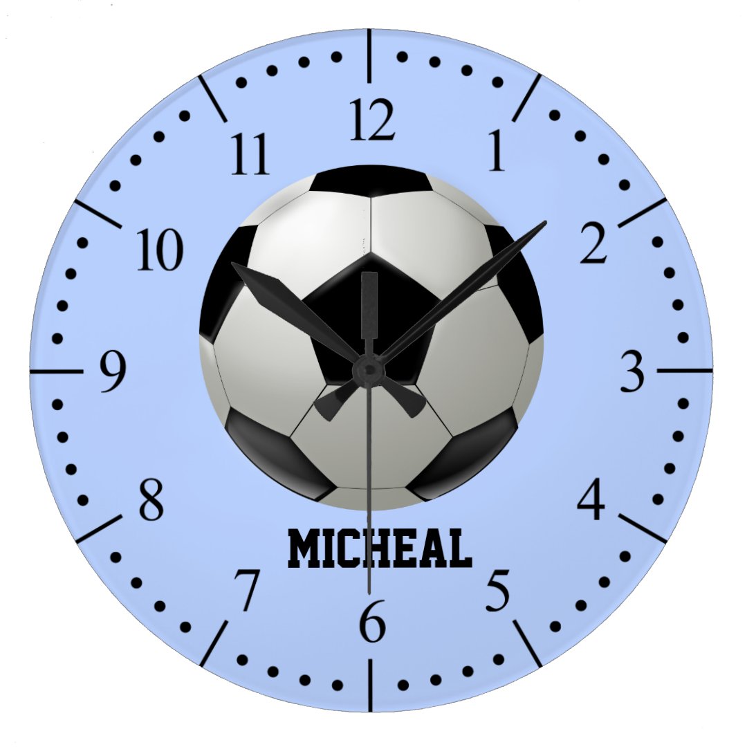Soccer ball illustration personalized large clock | Zazzle
