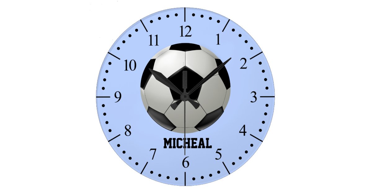 Soccer ball illustration personalized large clock | Zazzle.com