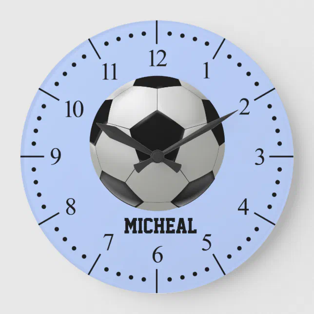 Soccer ball illustration personalized large clock | Zazzle